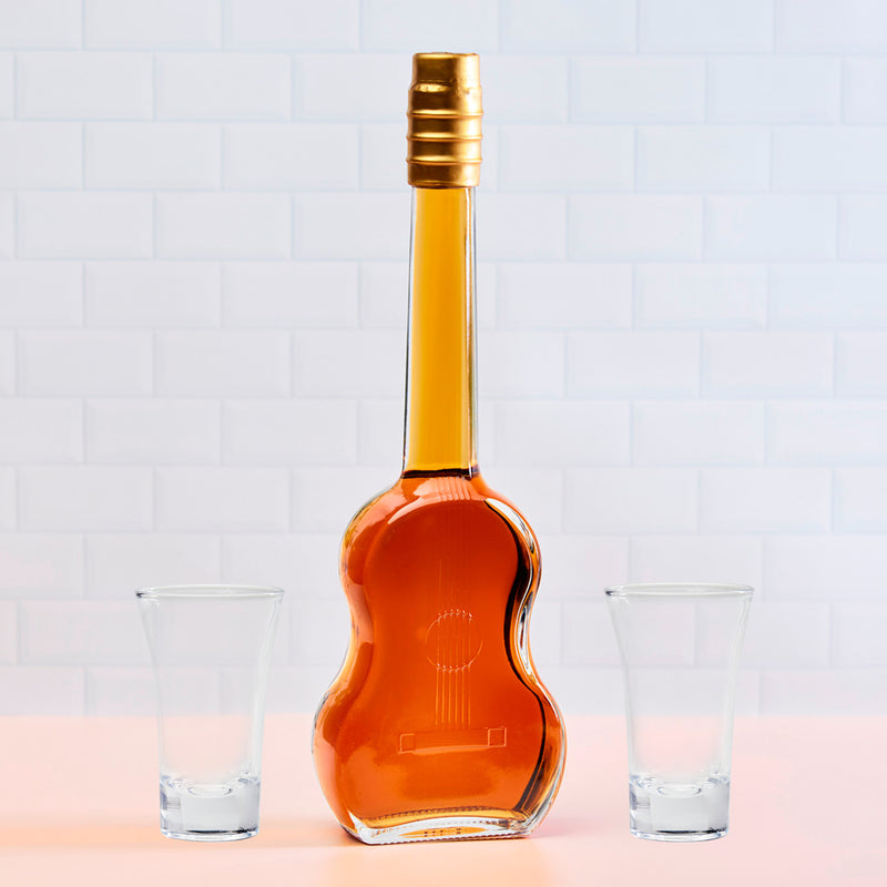 Flaschengeist Guitar Bottle - Gift Box + 2 Shot Glasses + Flaschengeis